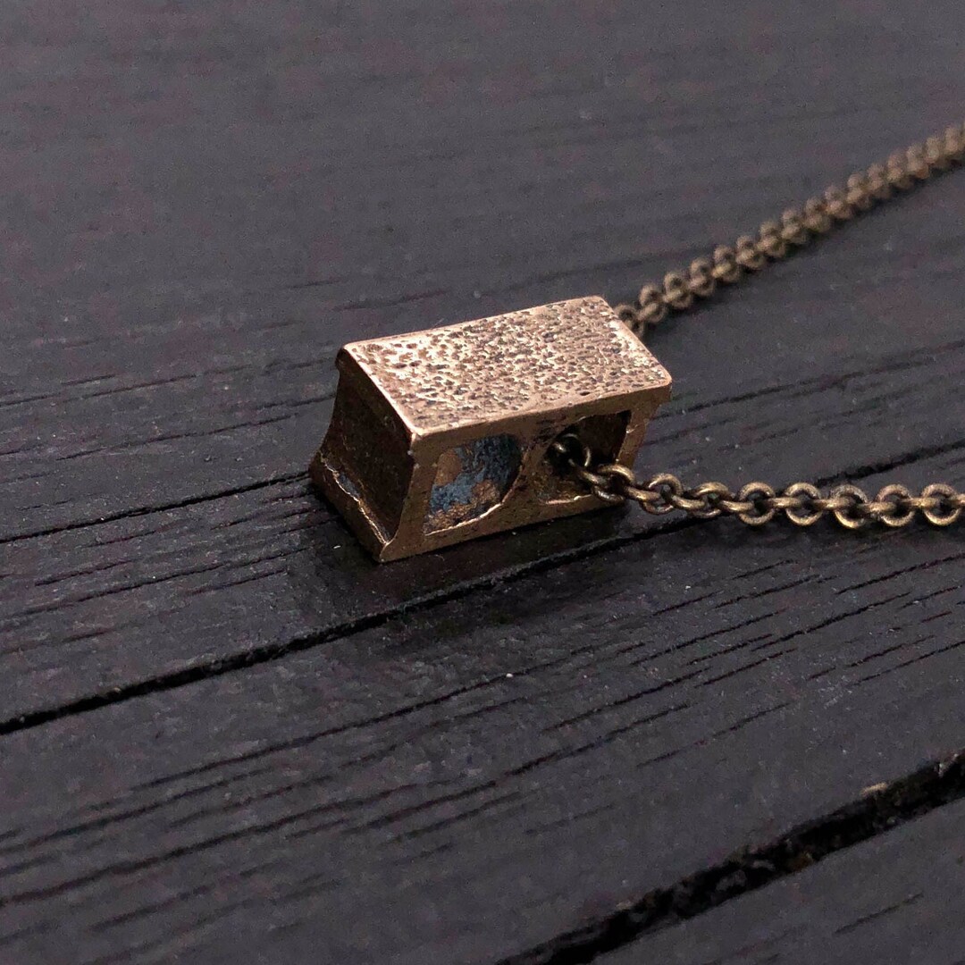 Cinder Block Necklace Golden Bronze Cinder Block Pendant Necklace ...