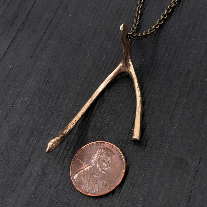 A Thanksgiving Wish Realistic Bronze Wishbone Pendant Necklace - Etsy
