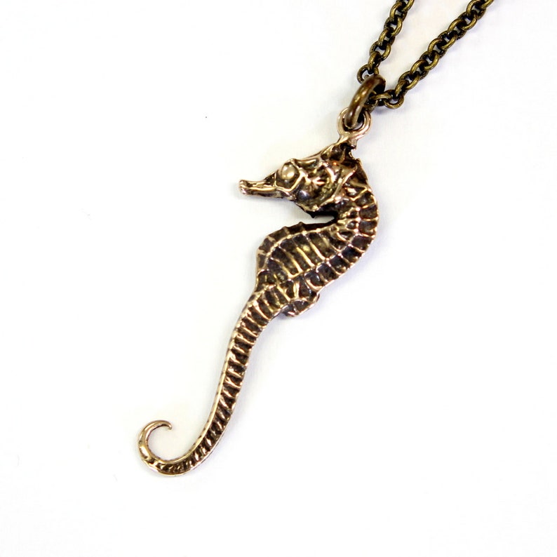 Seahorse Charm Pendant Necklace Solid Hand Cast Jewelers - Etsy