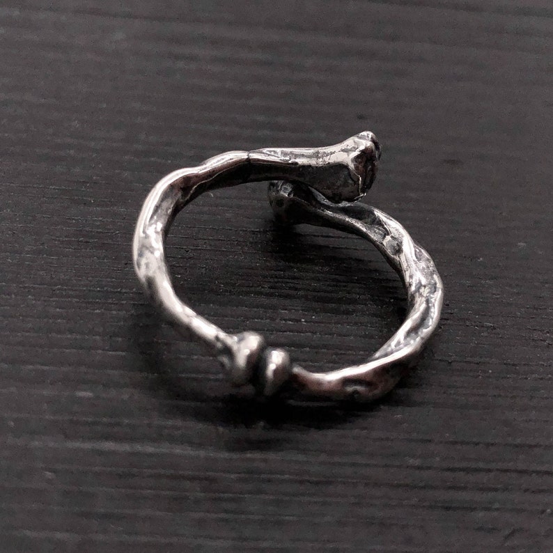 Silver Bone Ring in Solid White Bronze With Sterling Overlay - Etsy