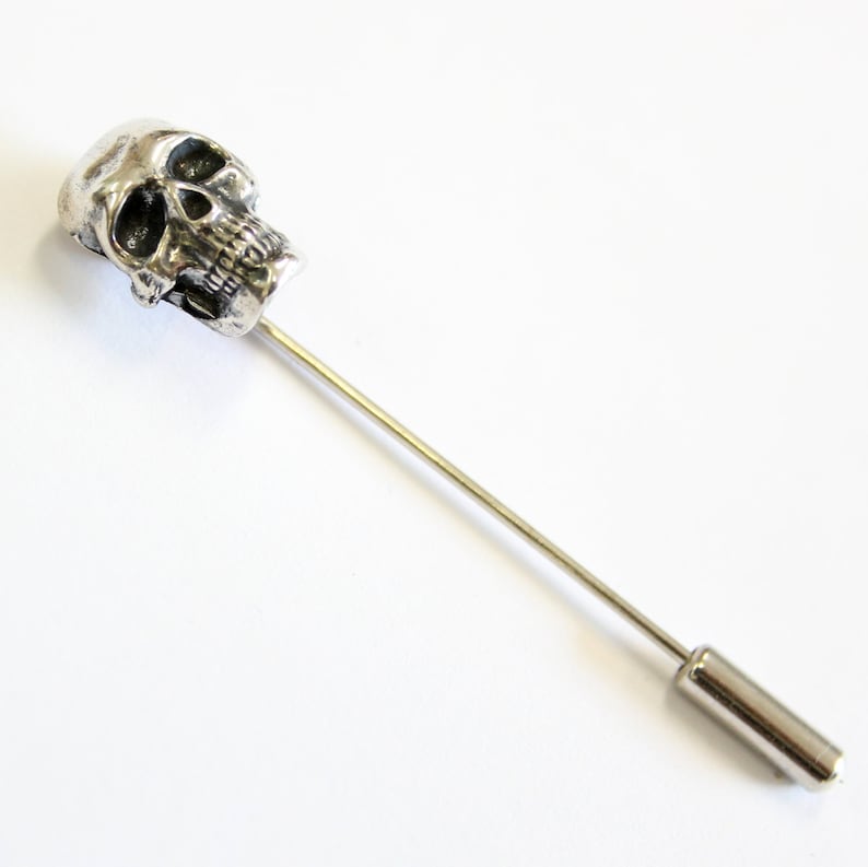 Silver Human Skull Ascot Stickpin Stick Pin Ascot Skull Pin - Etsy
