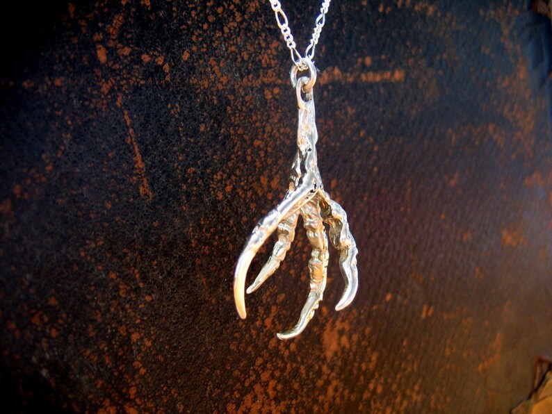 Raven Claw Necklace Solid Sterling Silver Raven Claw Pendant | Etsy