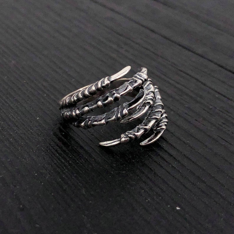 Double Raven Claw Talon Wrap Ring Solid Hand Cast Silver - Etsy