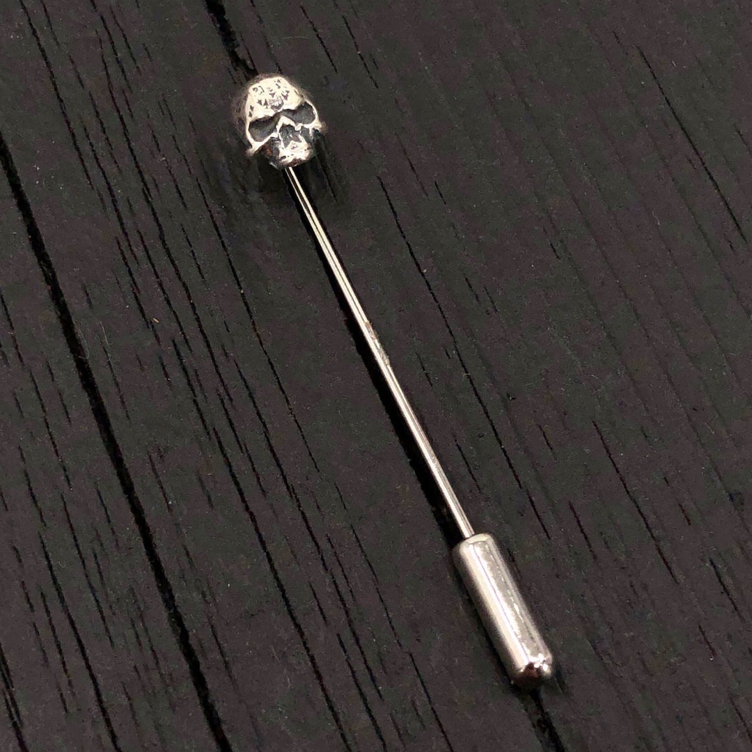 Human Skull Ascot Stickpin Stick Pin Lapel Sterling Silver Skull Pin - Etsy