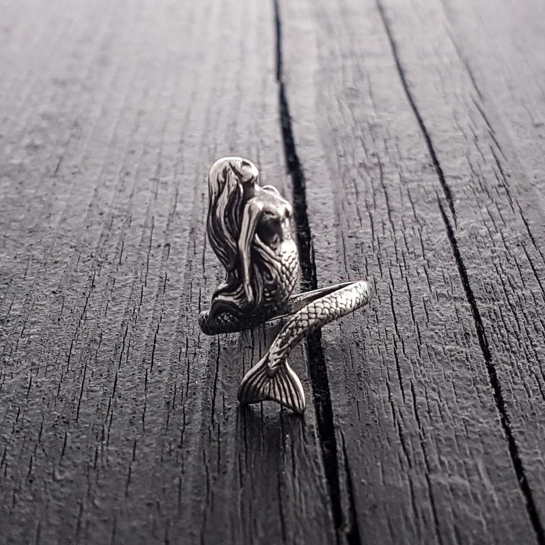 Mermaid Wrap Ring , Solid Hand Cast Sterling Silver - Etsy