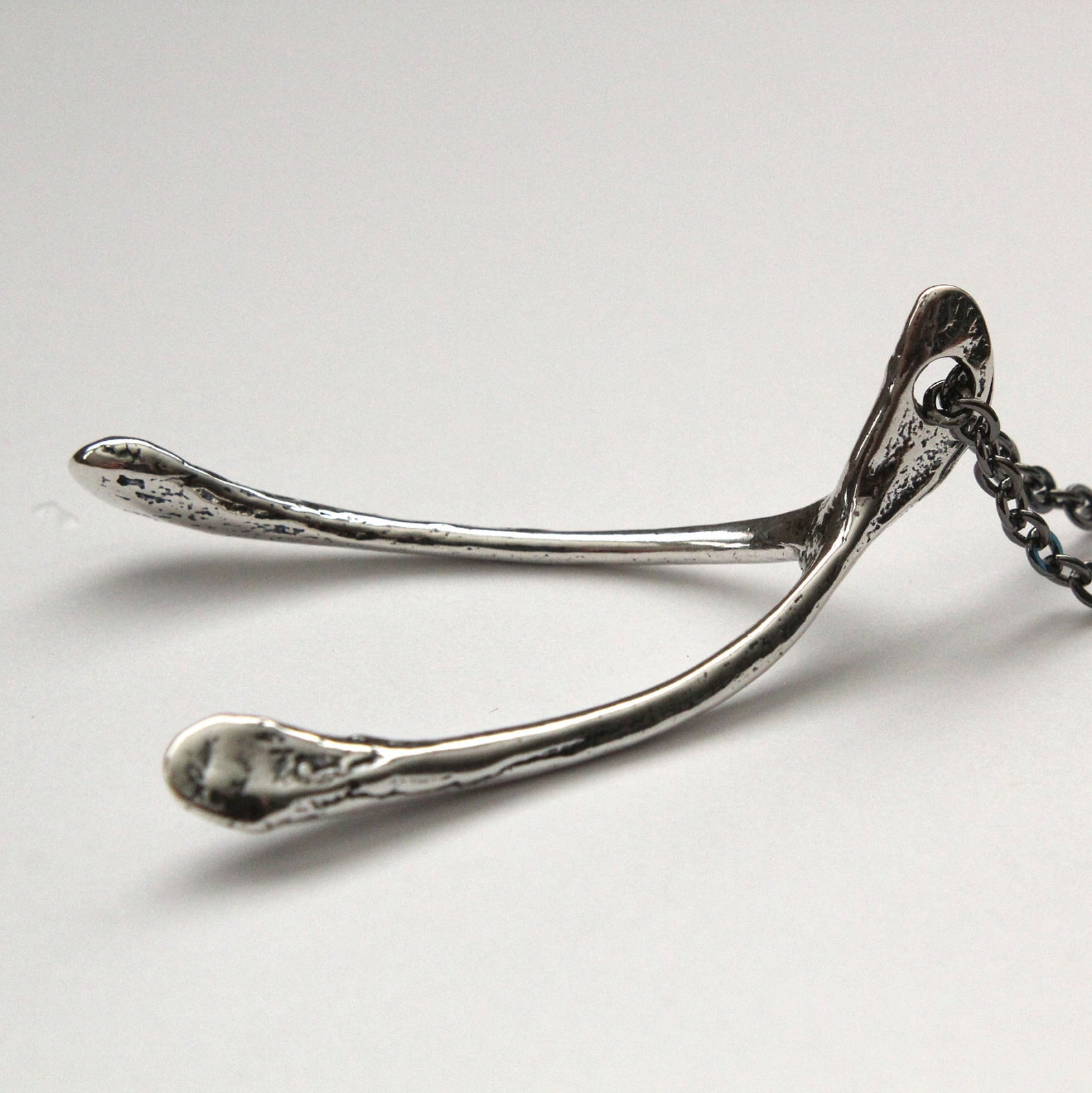 Silver Wishbone Necklace Life Size Solid Sterling Silver | Etsy