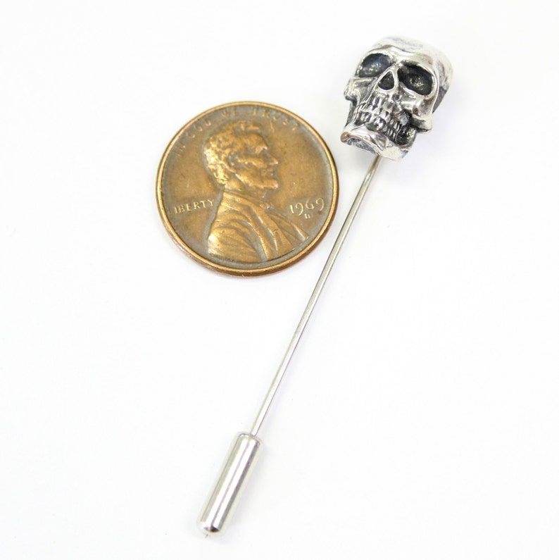 Silver Human Skull Ascot Stickpin Stick Pin Ascot Skull Pin | Etsy