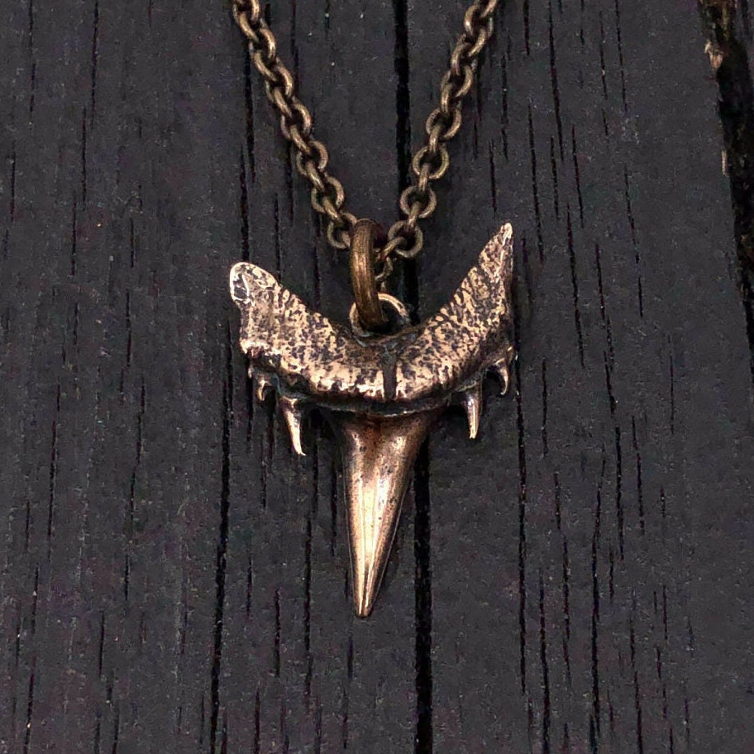 Solid Bronze Fossilized Shark Tooth Necklace 60 Million Year Old Plus ...