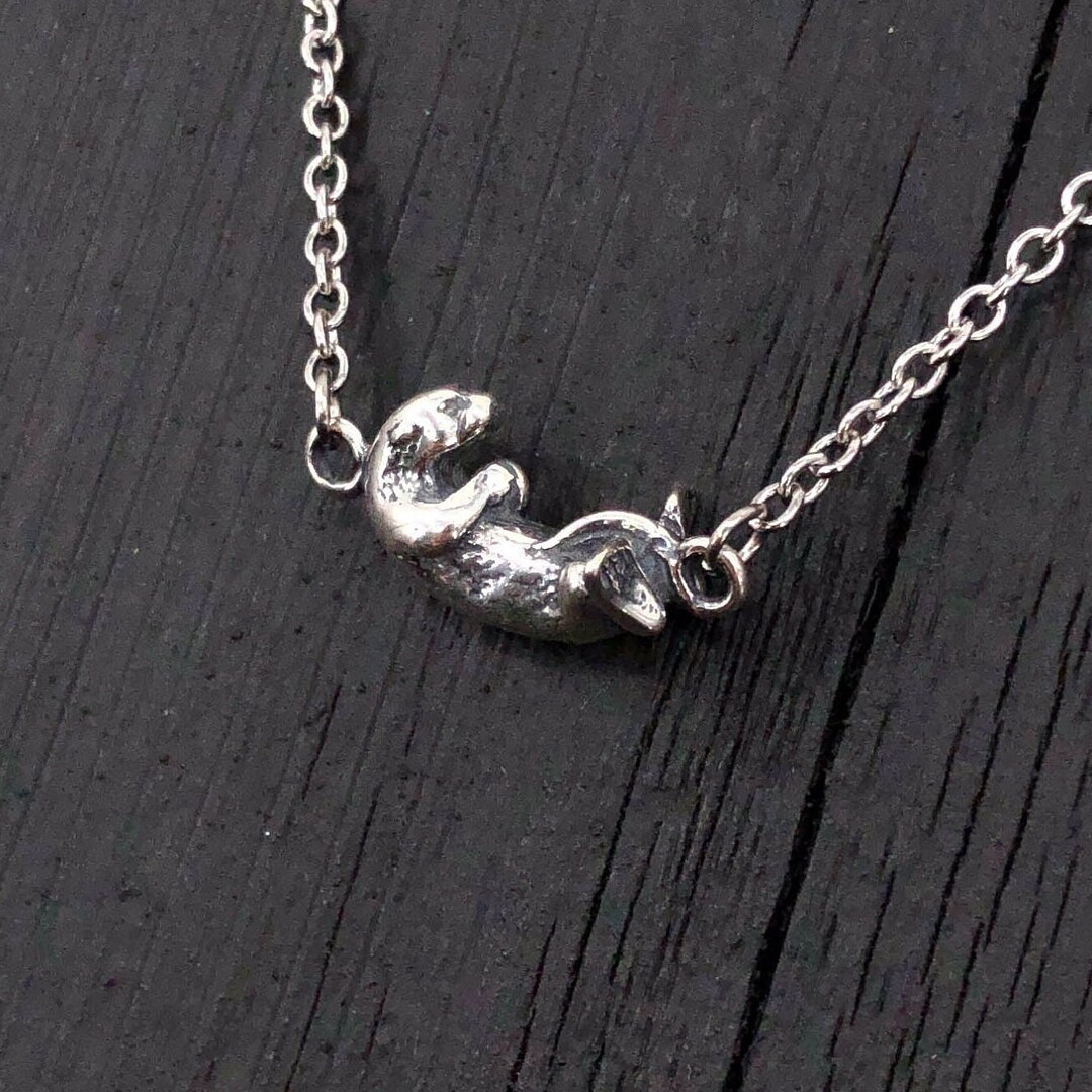 Floating Otter Pendant Charm Necklace - Solid 925 Sterling Silver ...