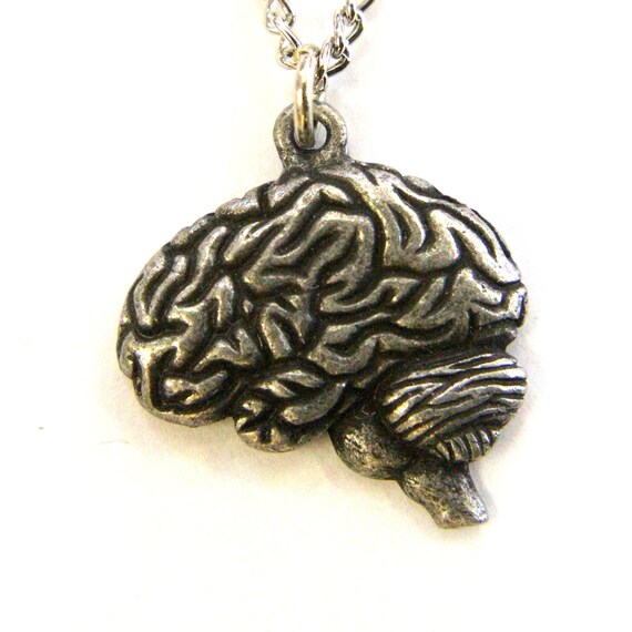 Brain Necklace Sterling Silver Anatomical Brain Pendant | Etsy