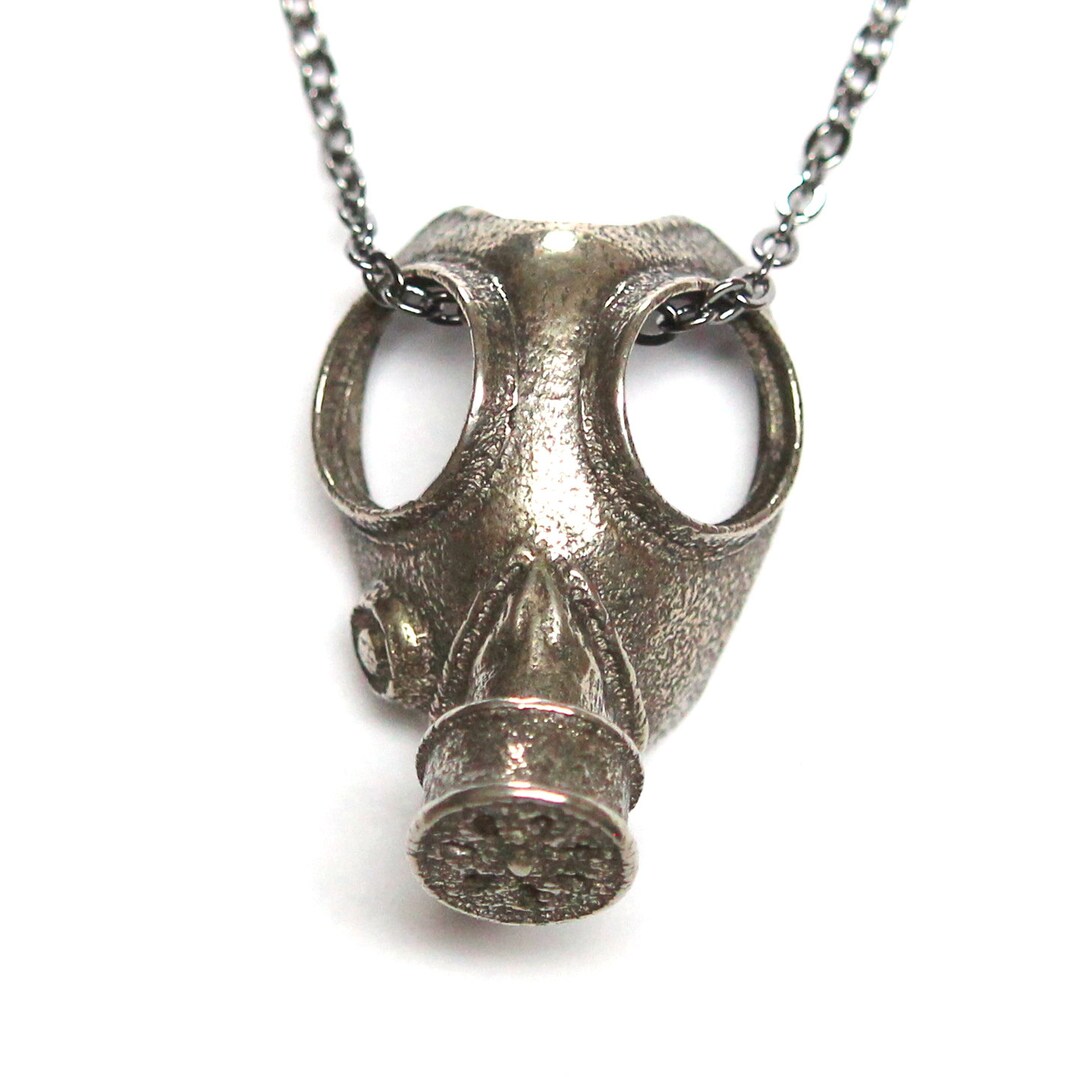 Gas Mask Necklace in Solid Oxidized Sterling Silver Steampunk Gas Mask ...