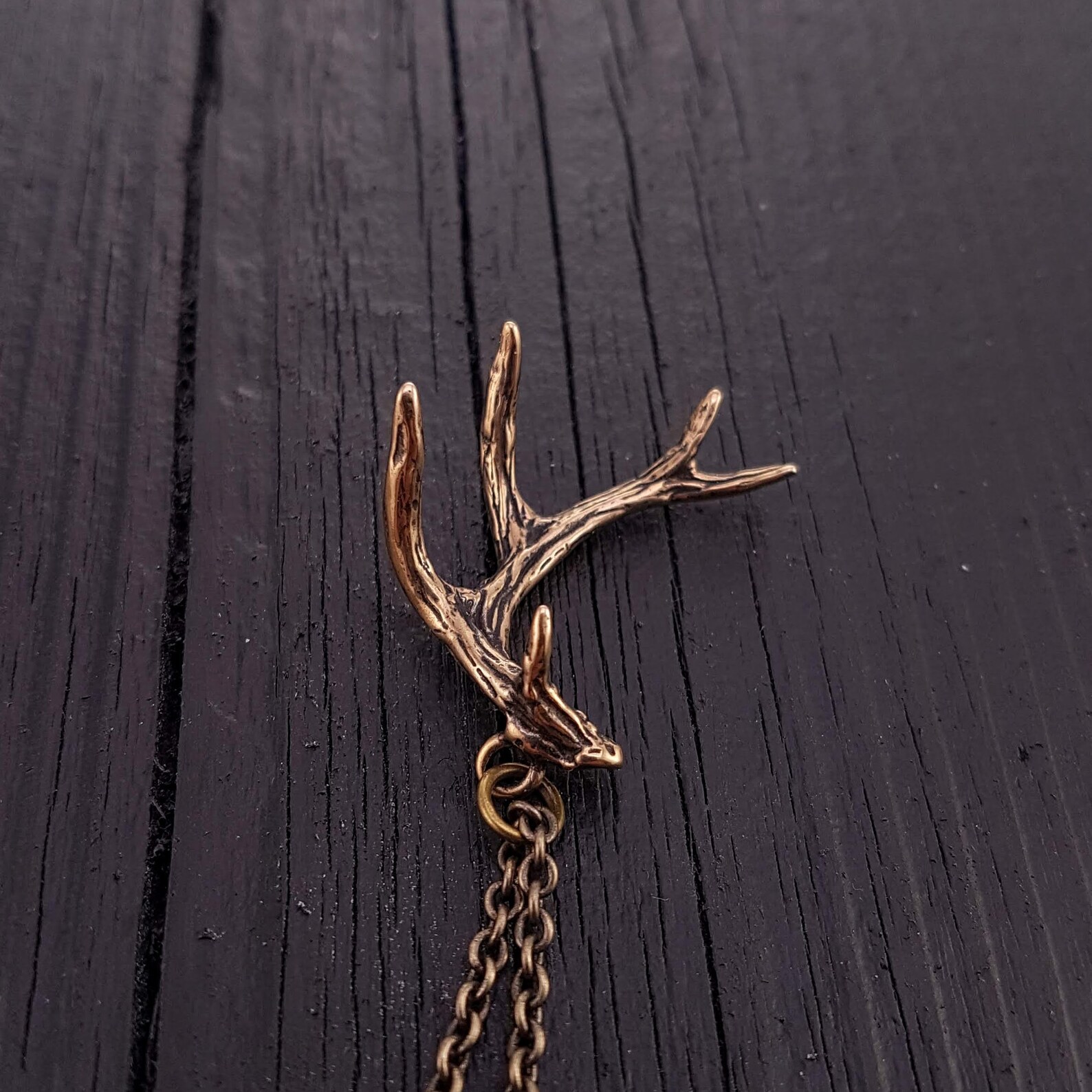Deer Antler Pendant Necklace Solid Hand Cast Bronze - Etsy