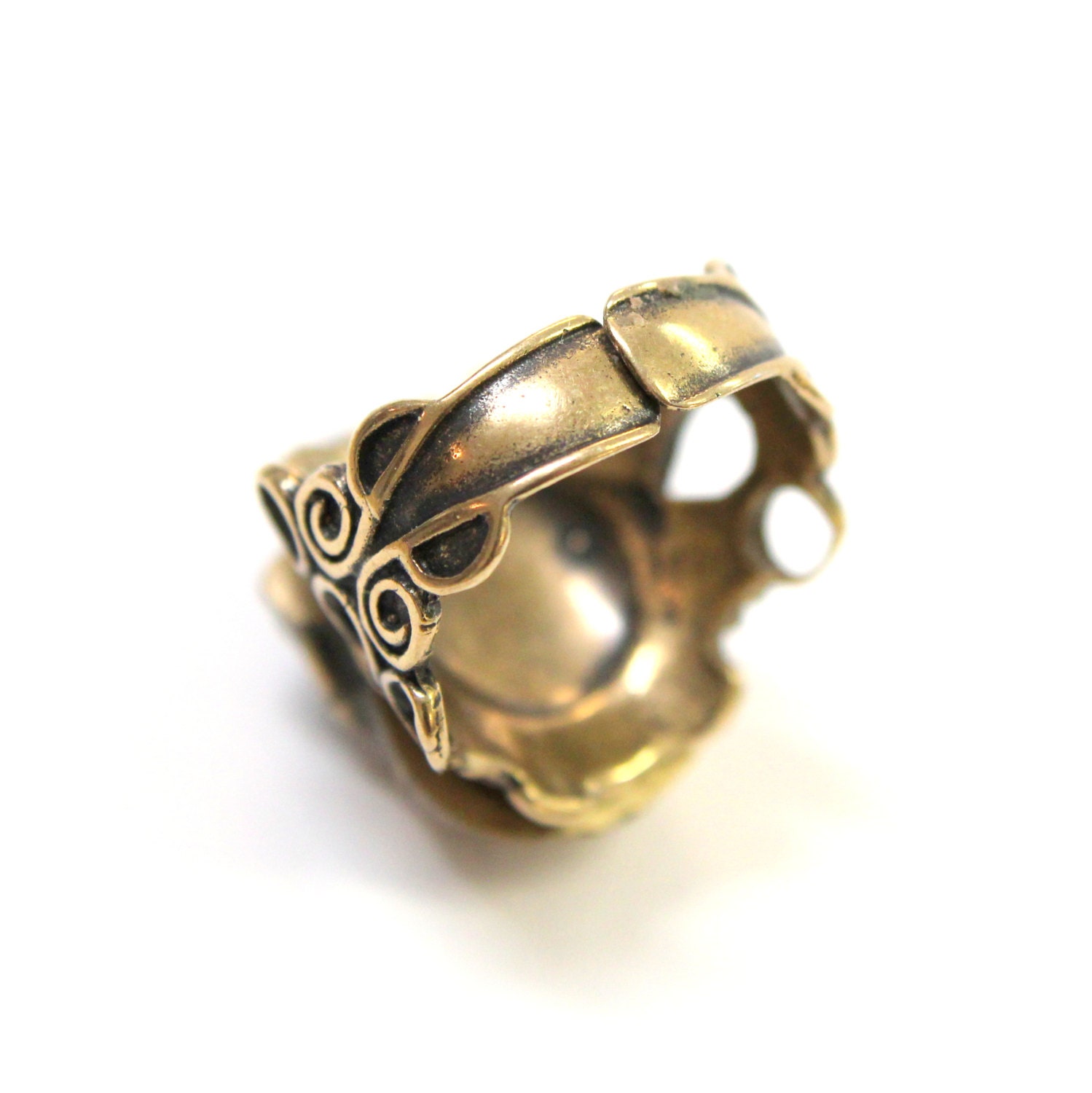 Skull Ring Filigree Bronze Human Skull Ring - Etsy