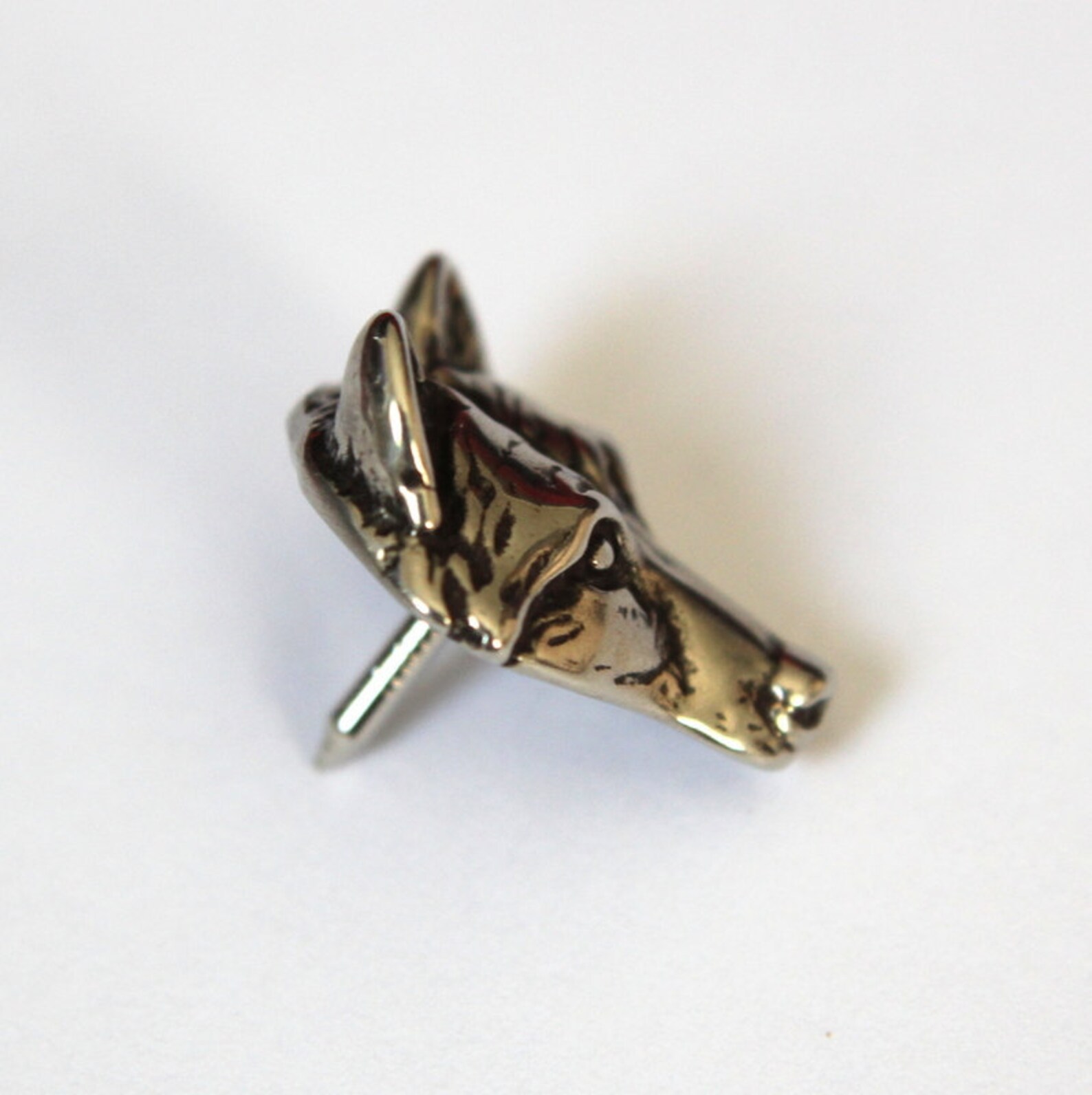 Wolf Face Tie Tack Silver Wolf Head Lapel Pin - Etsy