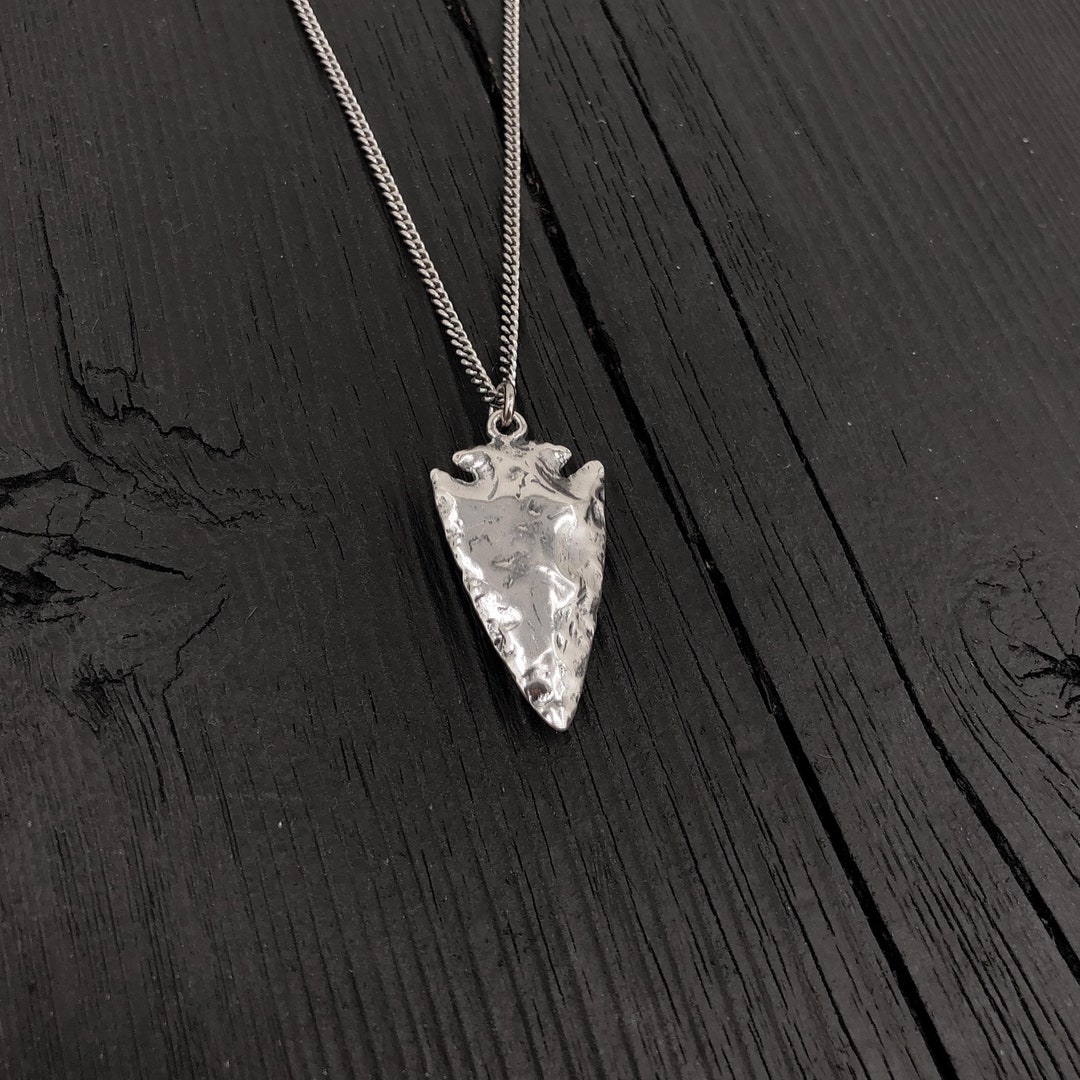 Arrowhead Charm Pendant Necklace - Solid Sterling Silver - Hand ...
