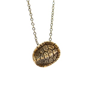 Small Turtle Shell Necklace Solid Hand Cast Bronze Oxidised and Lightly ...