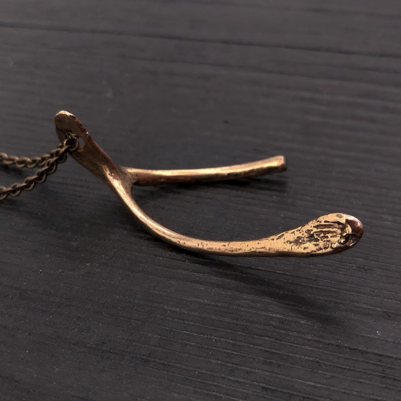 A Thanksgiving Wish Realistic Bronze Wishbone Pendant Necklace - Etsy