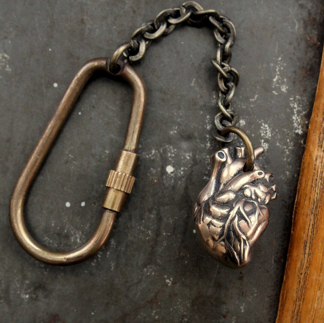 Anatomical Heart Charm Key Chain Solid Hand Cast Jewelers - Etsy