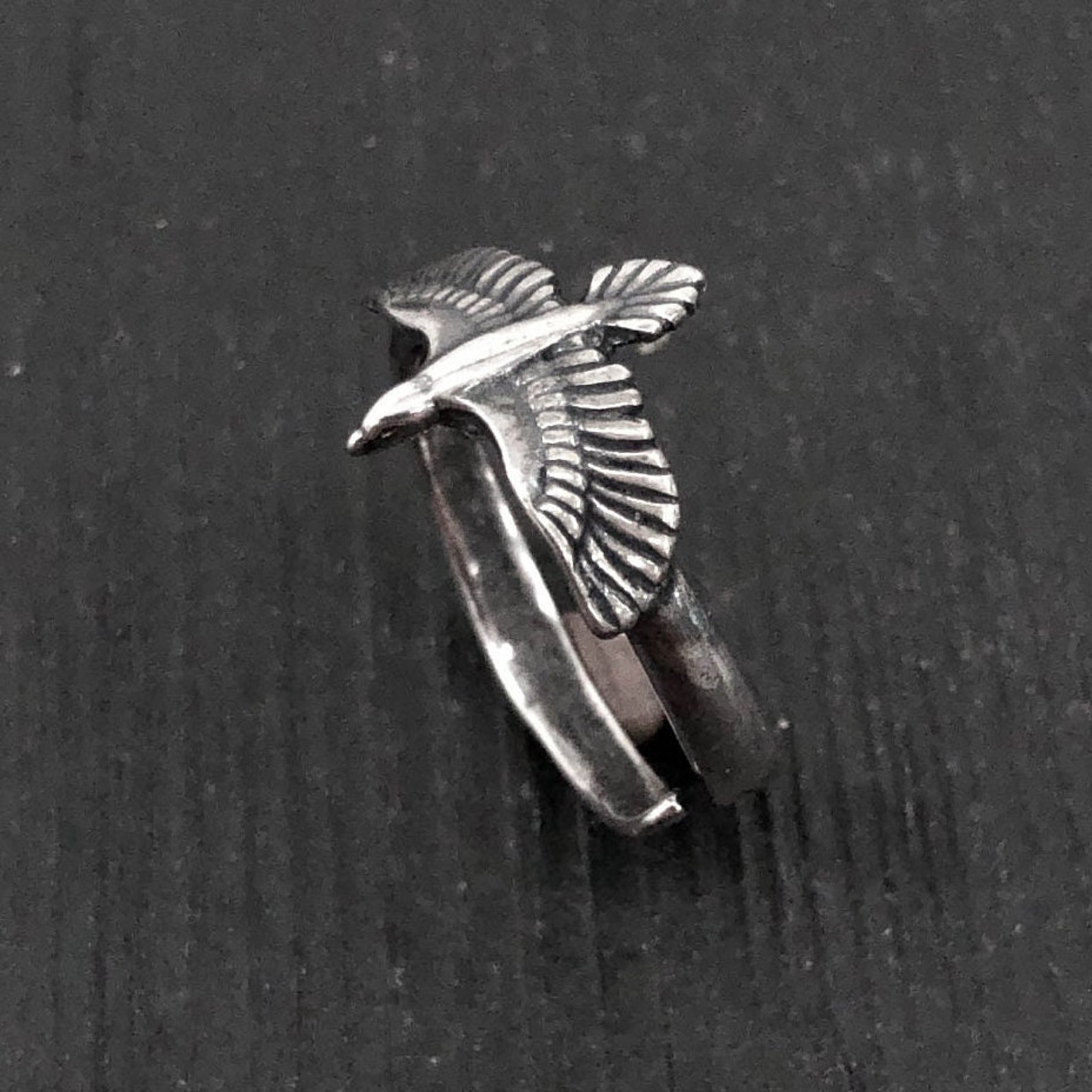 Silver Soaring Raven Wrap Ring Sizes 5 to 12 Hand Cast - Etsy