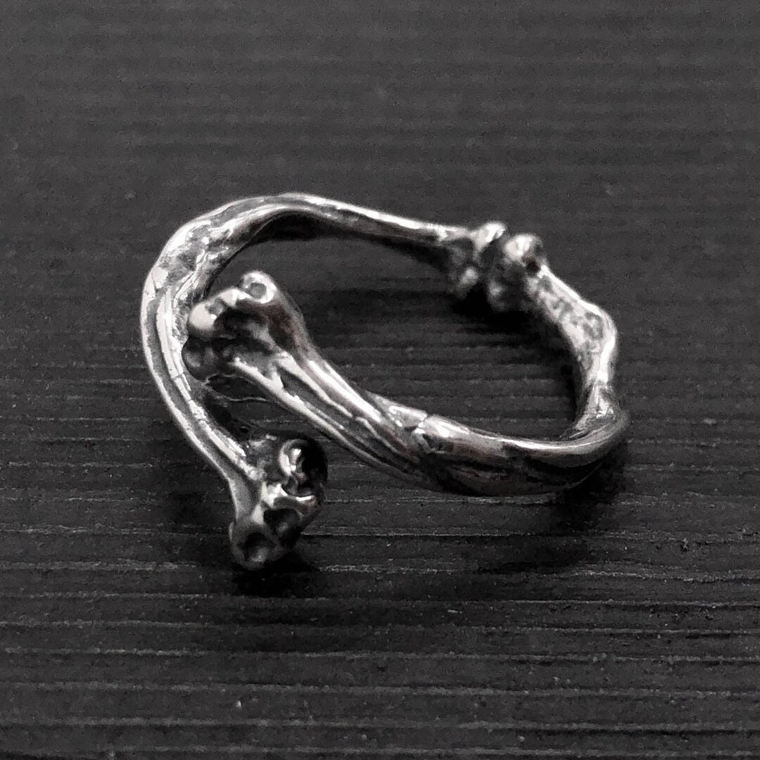 Silver Bone Ring in Solid White Bronze With Sterling Overlay - Etsy