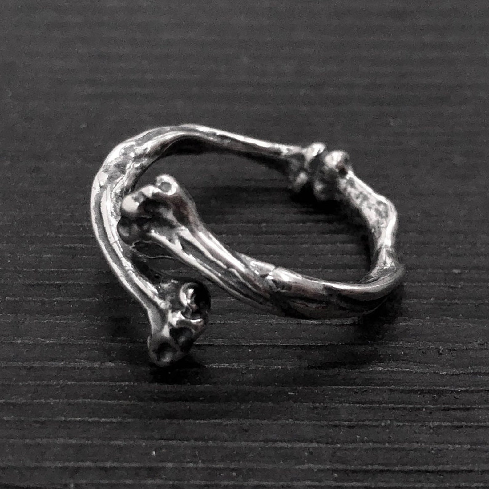 Silver Bone Ring in Solid White Bronze With Sterling Overlay - Etsy