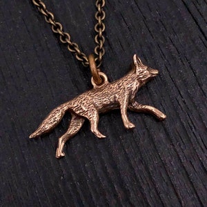 Red Fox Necklace in Solid Bronze Fox - Etsy