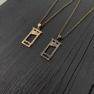 Small Guillotine Charm Pendant Necklace - Solid Hand Cast Bronze - Etsy