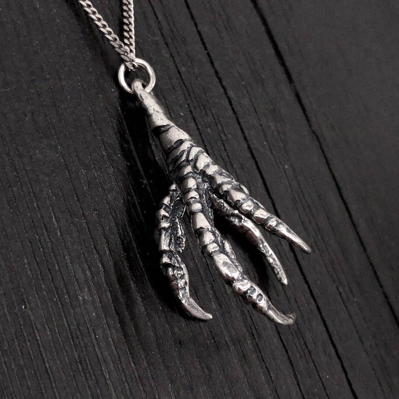 Raven Claw Necklace Solid Sterling Silver Raven Claw Pendant - Etsy