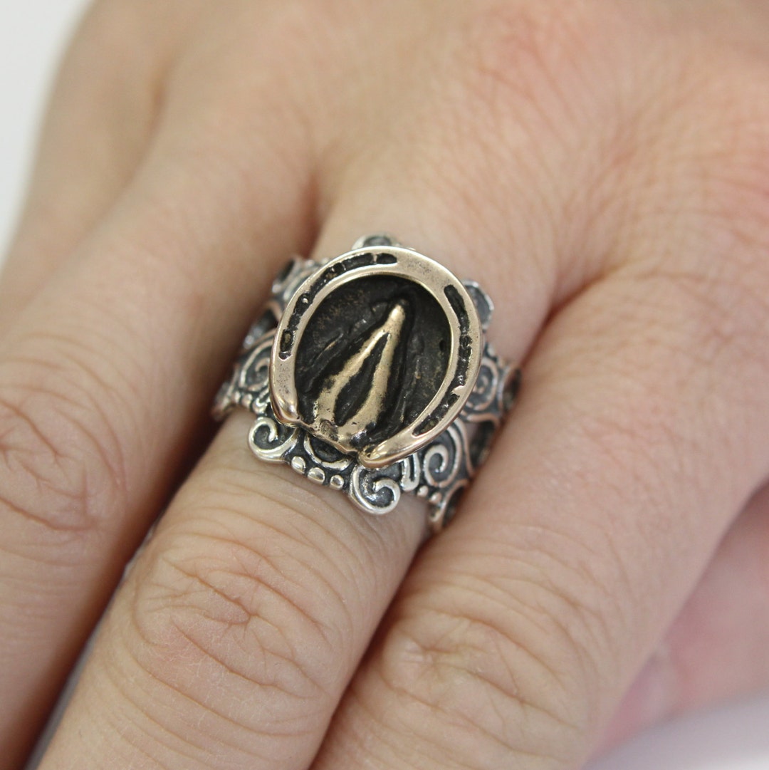 Horse Hoof Ring Filigree Shod Horse Foot Ring- Bronze and Sterling ...