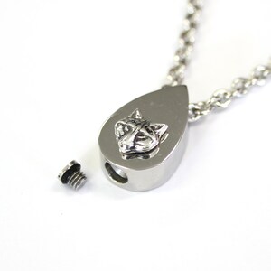 Wolf Head Tear Drop Cremation Ash Urn Pendant Necklace - Sterling ...