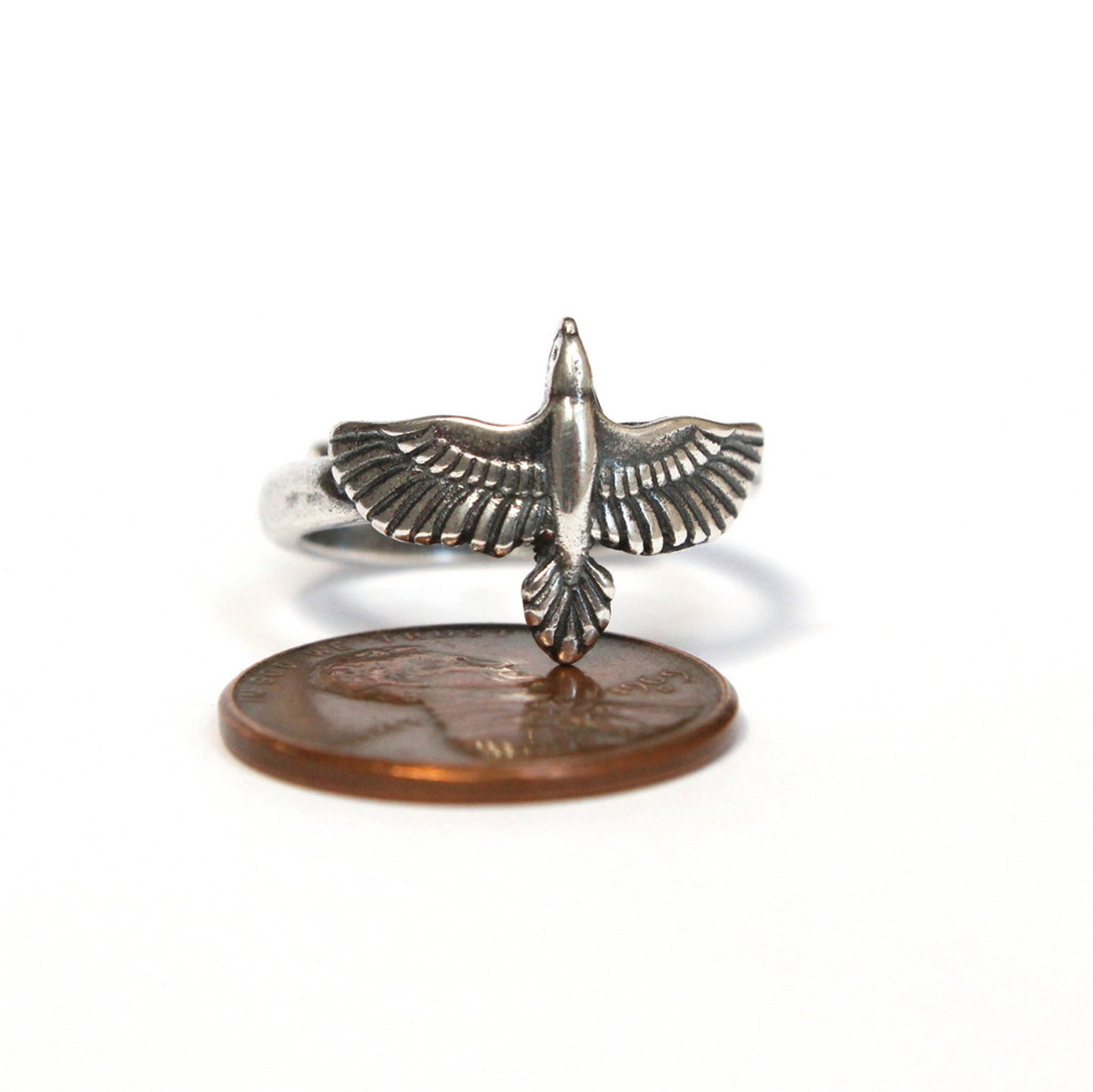 Silver Soaring Raven Wrap Ring Sizes 5 to 12 Hand Cast - Etsy Canada