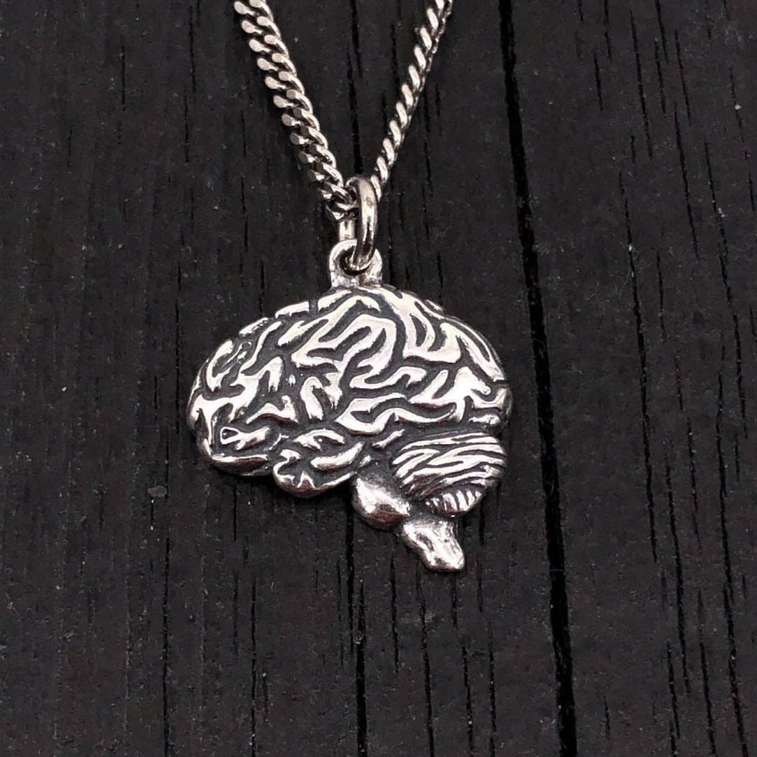 Brain Necklace Sterling Silver Anatomical Brain Neuro Jewelry ...