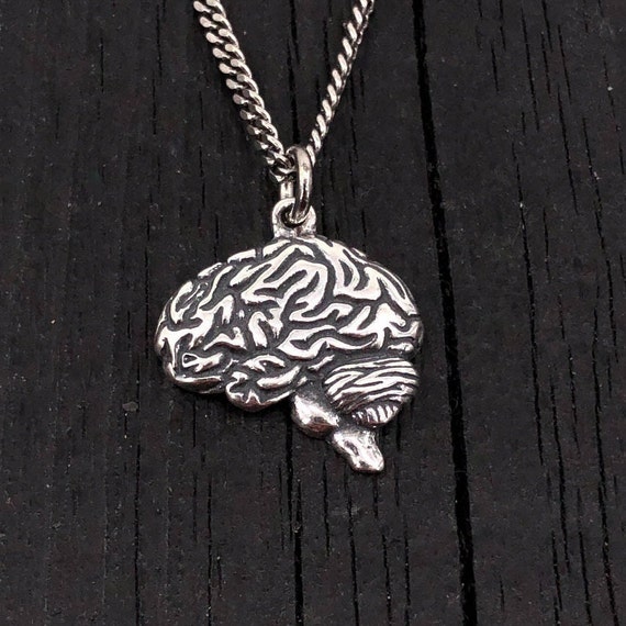 Brain Necklace Sterling Silver Anatomical Brain Pendant - Etsy