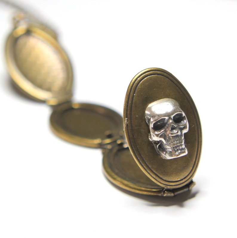 Sterling Silver Skull Double Locket Necklace Gothic Human - Etsy
