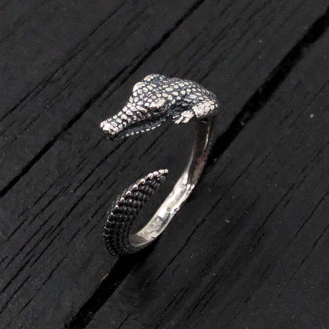 Sterling Silver Crocodile Ring Cayman Ring - Etsy