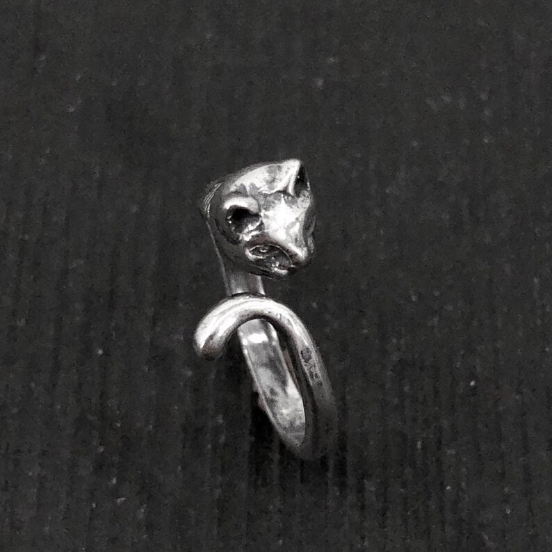 Cat Lover Sterling Silver Ring, Wrap Tail Design (sizes 4-7.5) - Etsy