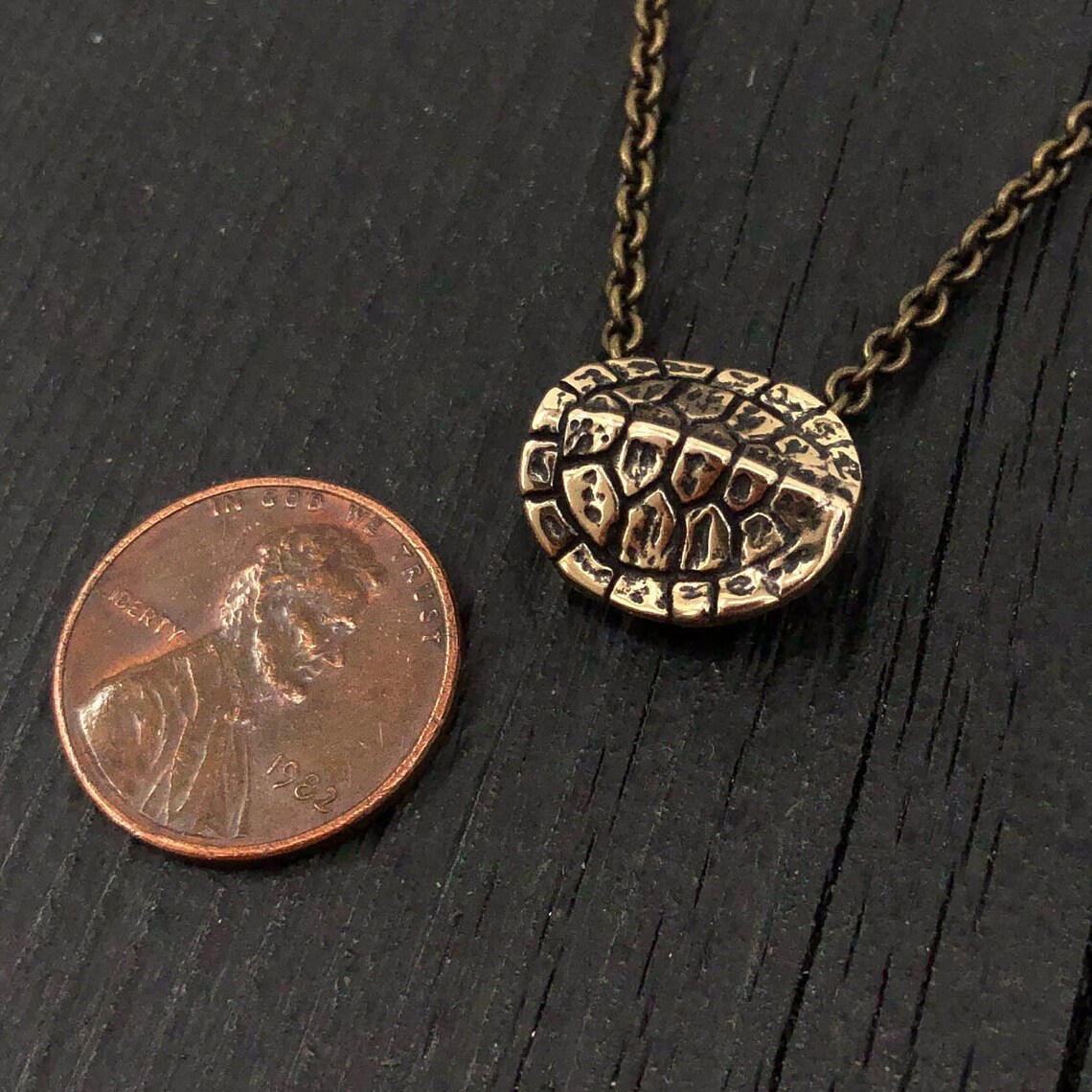 Small Turtle Shell Necklace Solid Hand Cast Bronze - Etsy