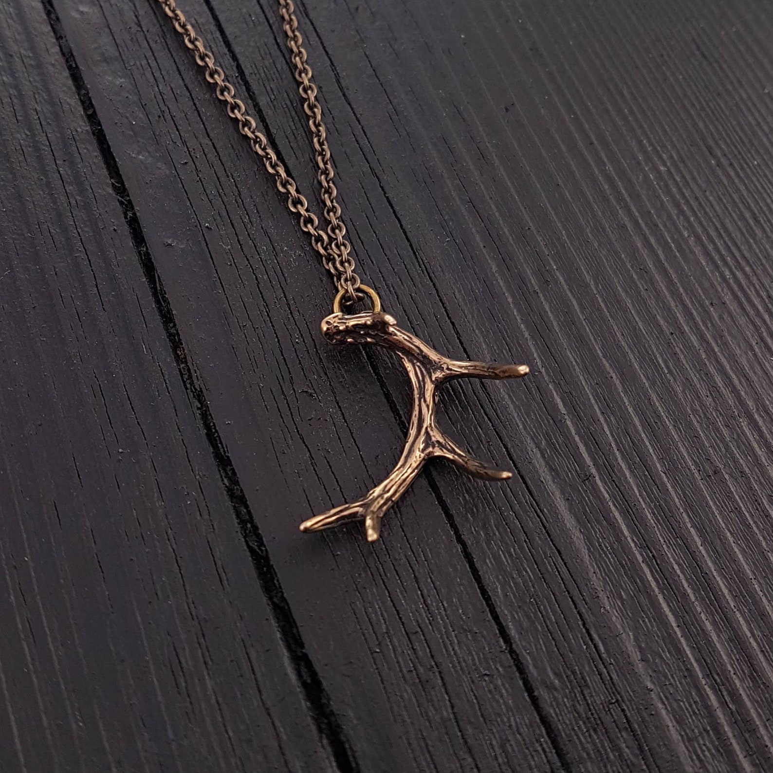Deer Antler Pendant Necklace Solid Hand Cast Bronze - Etsy