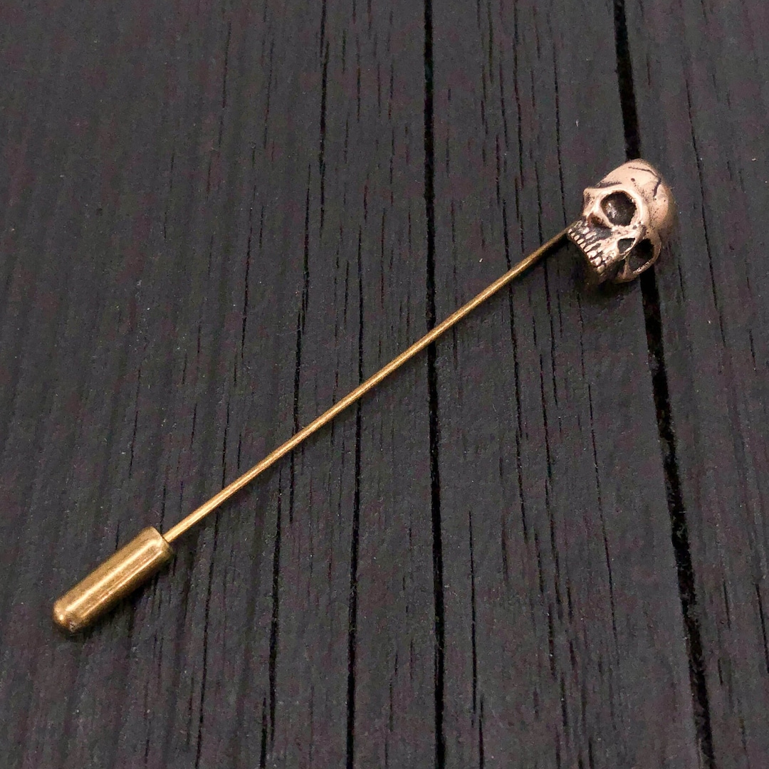 Human Skull Ascot Lapel Stick Pin in Solid Bronze - Etsy