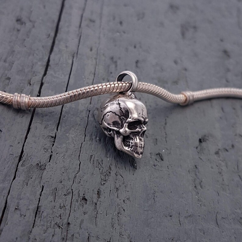 Human Skull Cremation Ash Urn Bracelet Charm Solid Cast 925 - Etsy