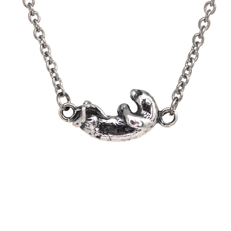 Floating Otter Pendant Charm Necklace Solid 925 Sterling | Etsy