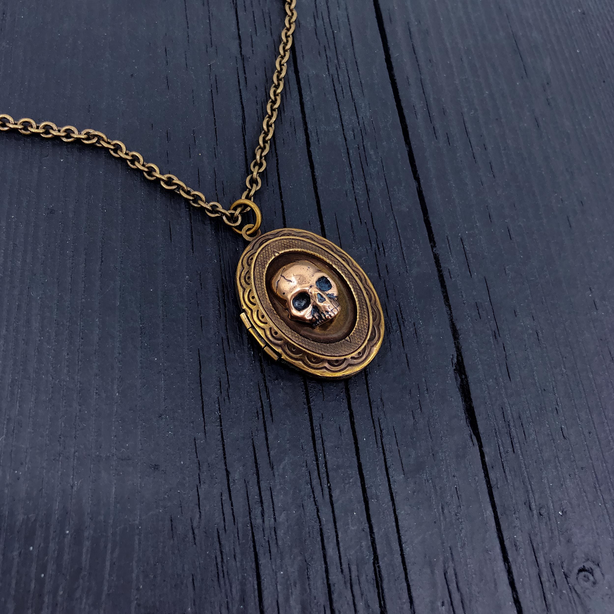 Vintage Brass Skull Locket – Gothic Keepsake - Etsy
