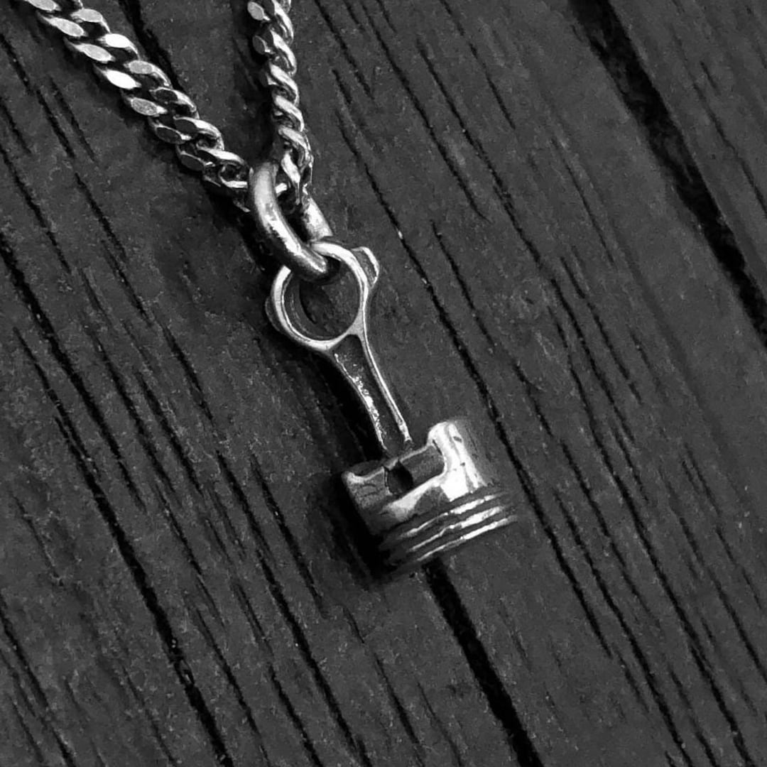 Tiny Sterling Silver Piston and Rod Necklace - Etsy