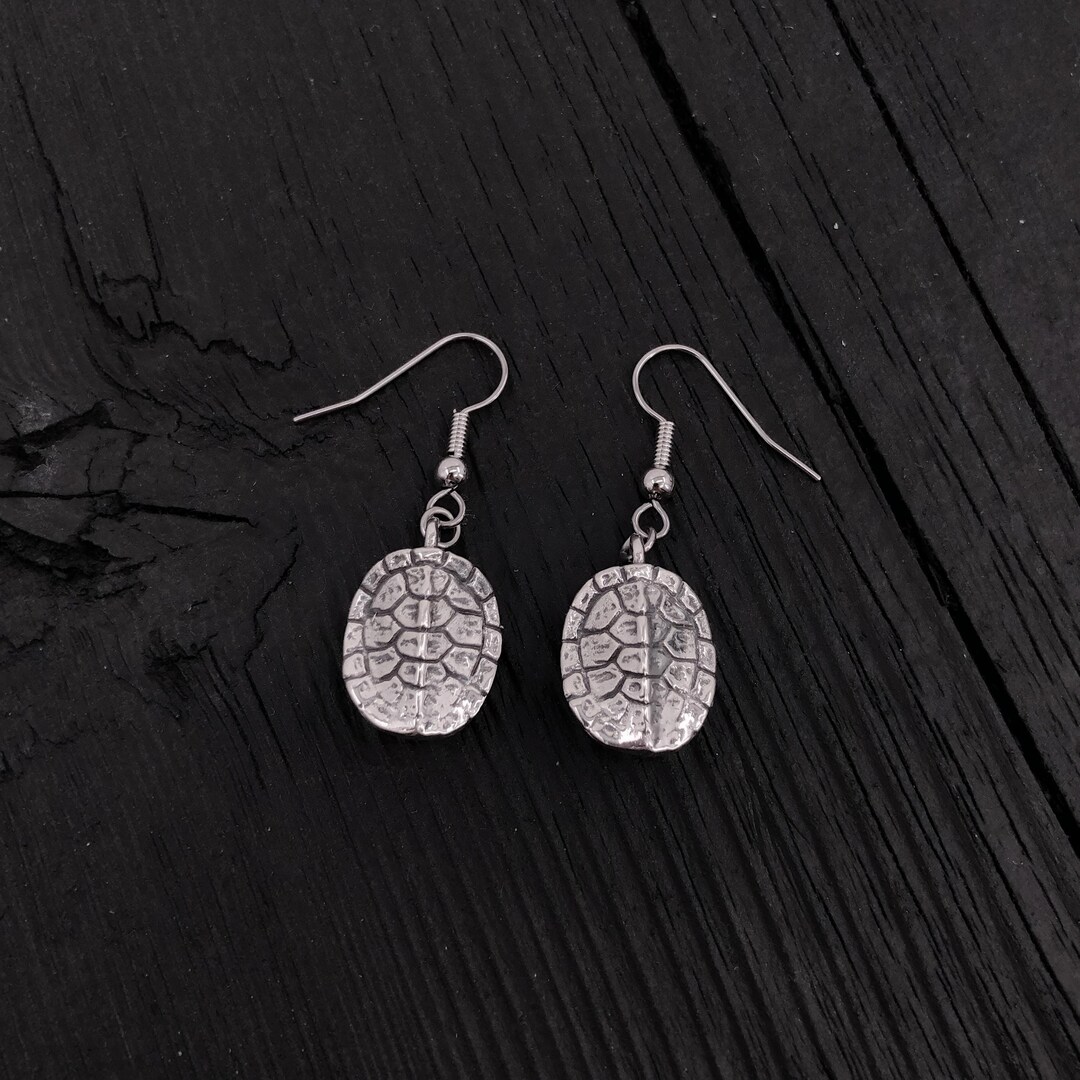Turtle Shell Earrings in Solid Sterling Silver Terrapin Tortoise - Etsy