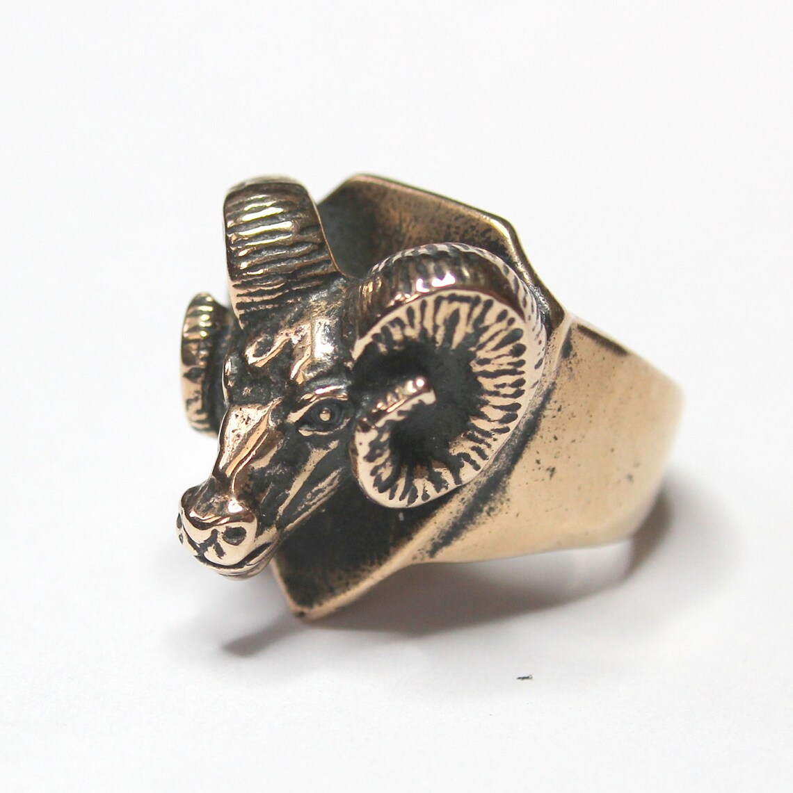 Trophy Ram Head Ring in Solid Bronze Bighorn Sheep Ring | Etsy