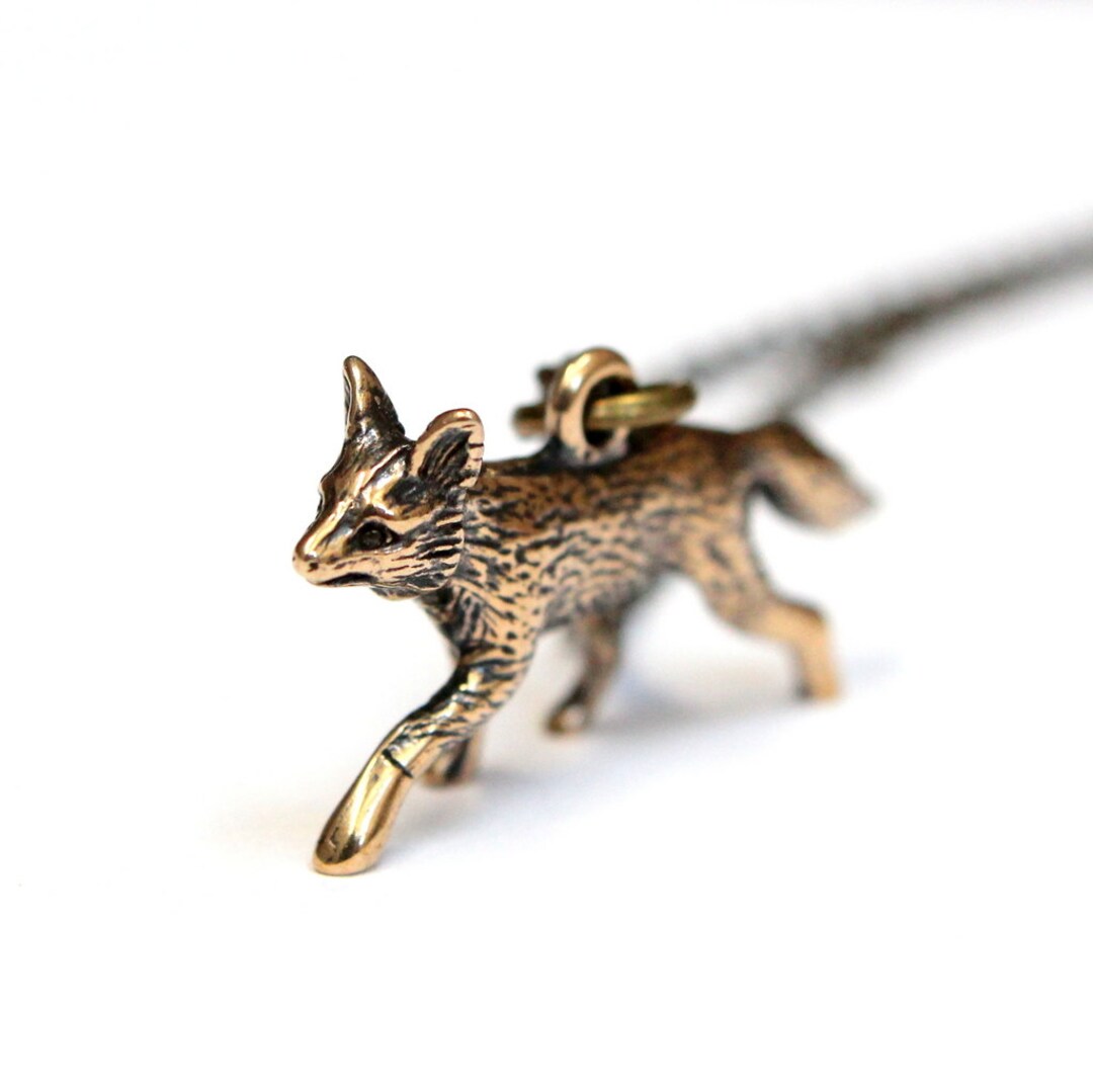 Red Fox Necklace in Solid Bronze Fox - Etsy