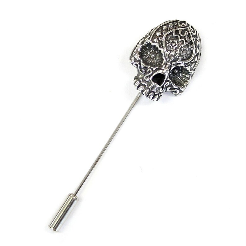 Sugar Skull Lapel Pin Silver Day of the Dead Stick Pin - Etsy