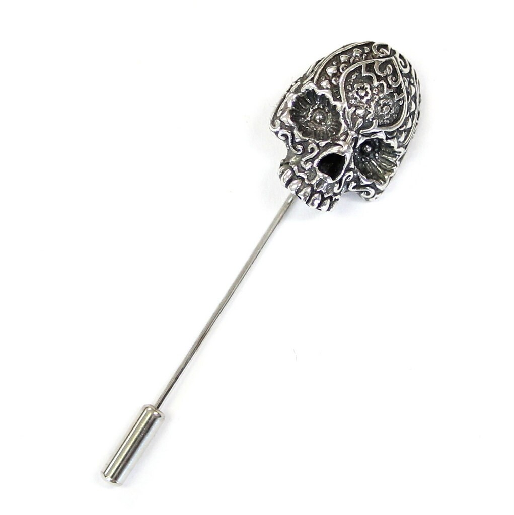 Sugar Skull Lapel Pin Silver Day of the Dead Stick Pin - Etsy