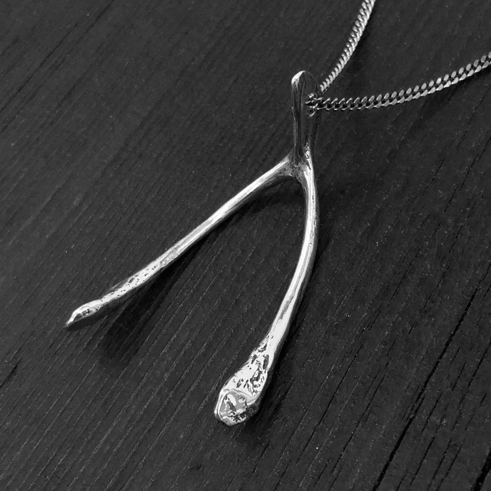 Silver Wishbone Necklace Life Size Solid Sterling Silver - Etsy