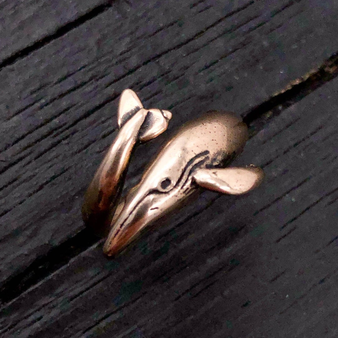Humpback Whale Wrap Ring - Solid Hand Cast Bronze - Sizes 4.5 to 11 ...